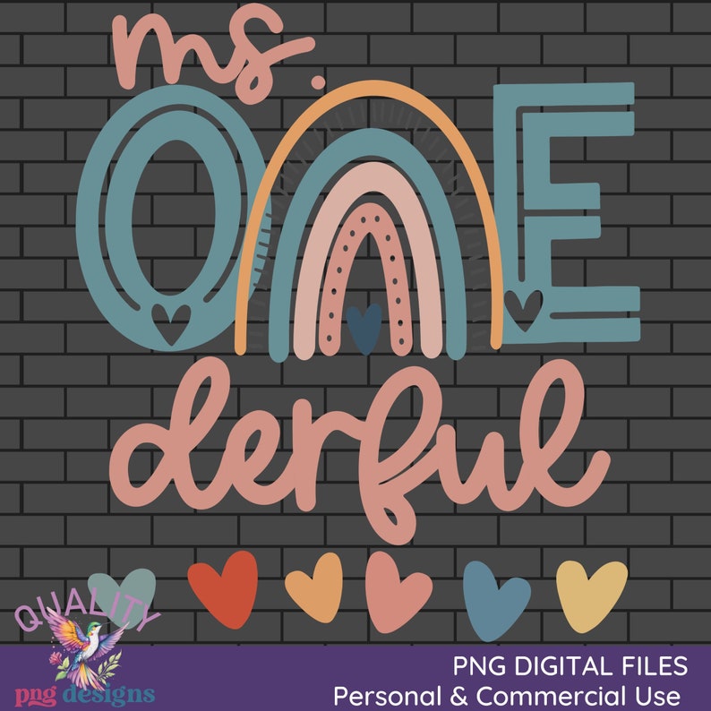 Ms Onederful Png | First Birthday Sublimation | Rainbow Print Design ...