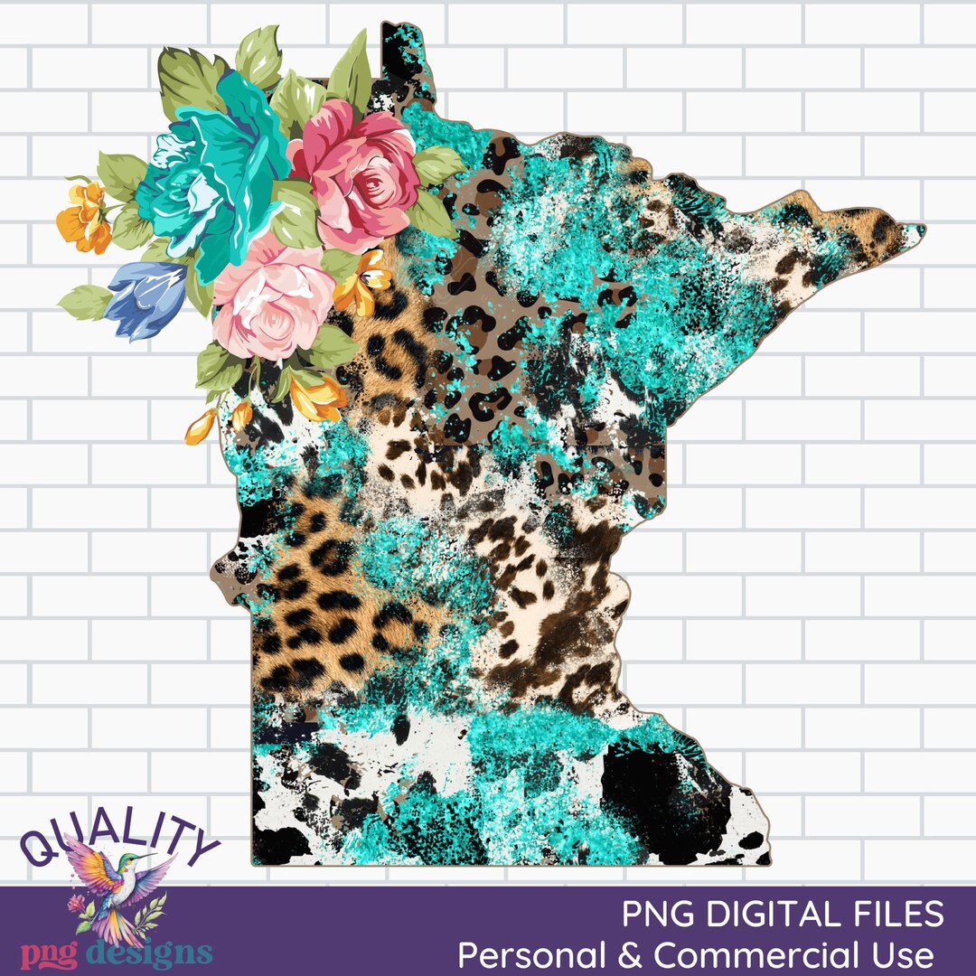 Minnesota State Png | Minnesota Sublimation | Cowhide Leopard Print ...