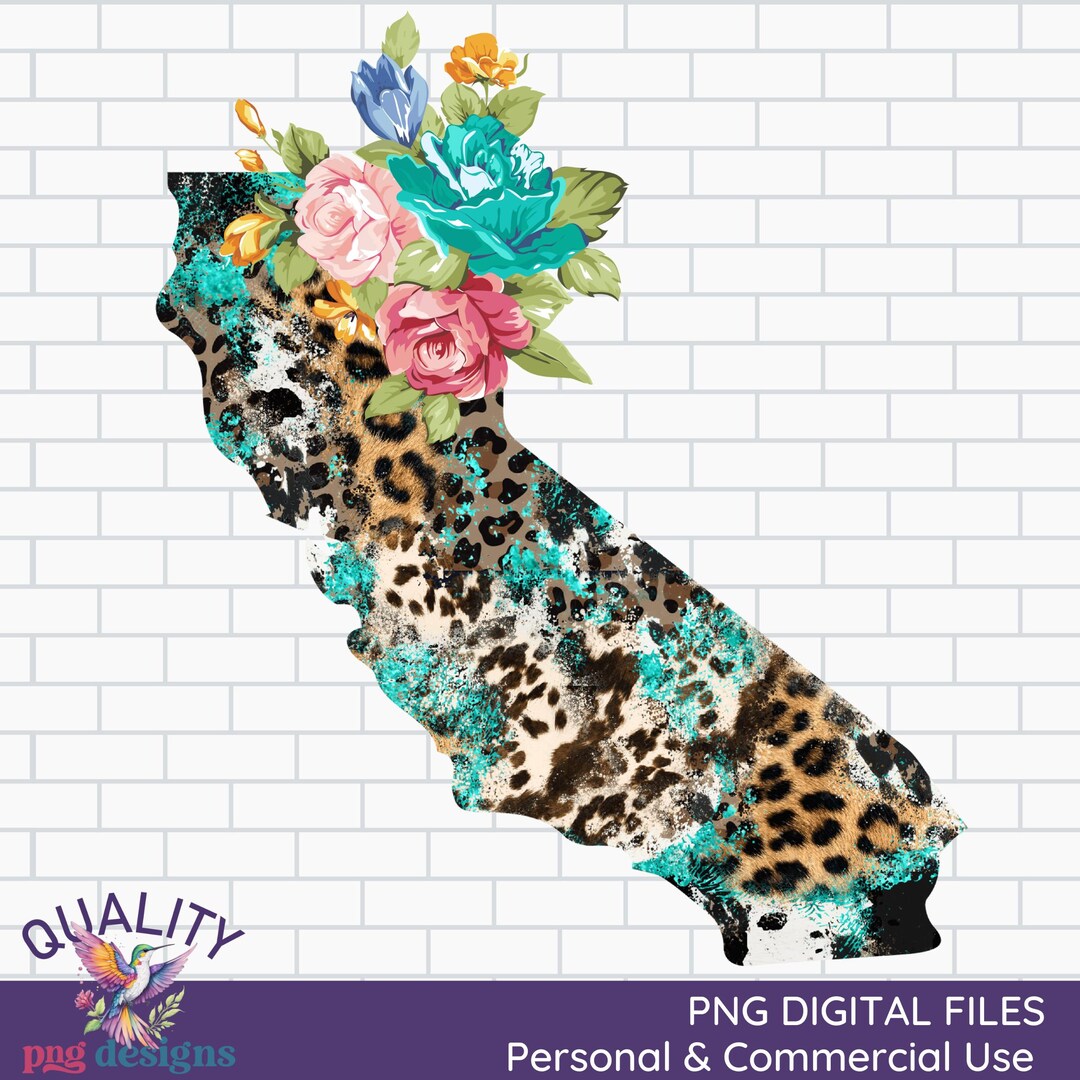 California State Png | California Sublimation Png | Cowhide Leopard ...