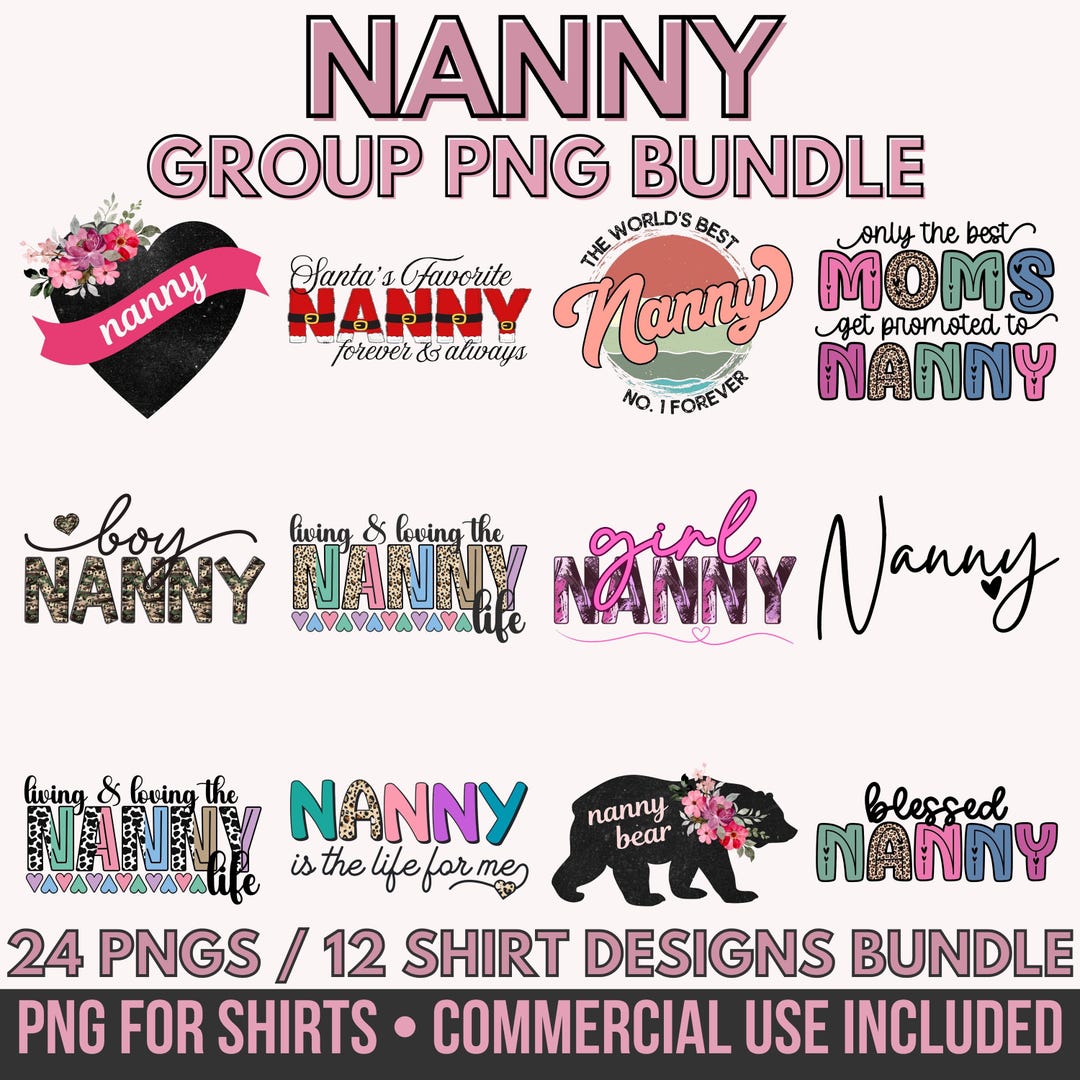 Nanny Group Bundle Pngs, Sublimation Clipart, Commercial Use, Printable ...