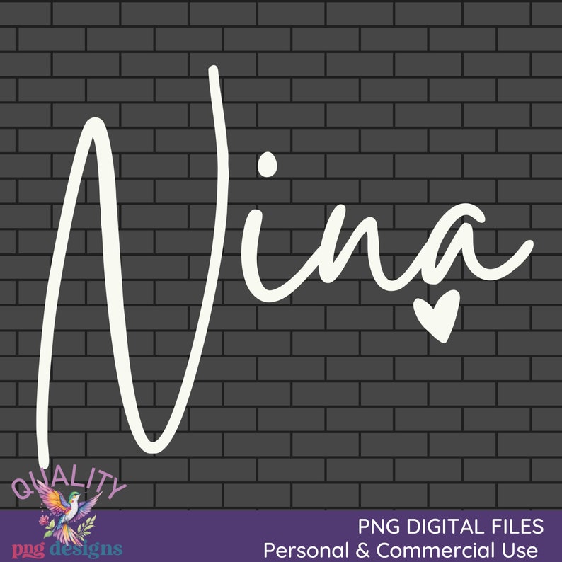 Nina PNG | Nina Clipart | Commercial Use Digital Download | Print on ...
