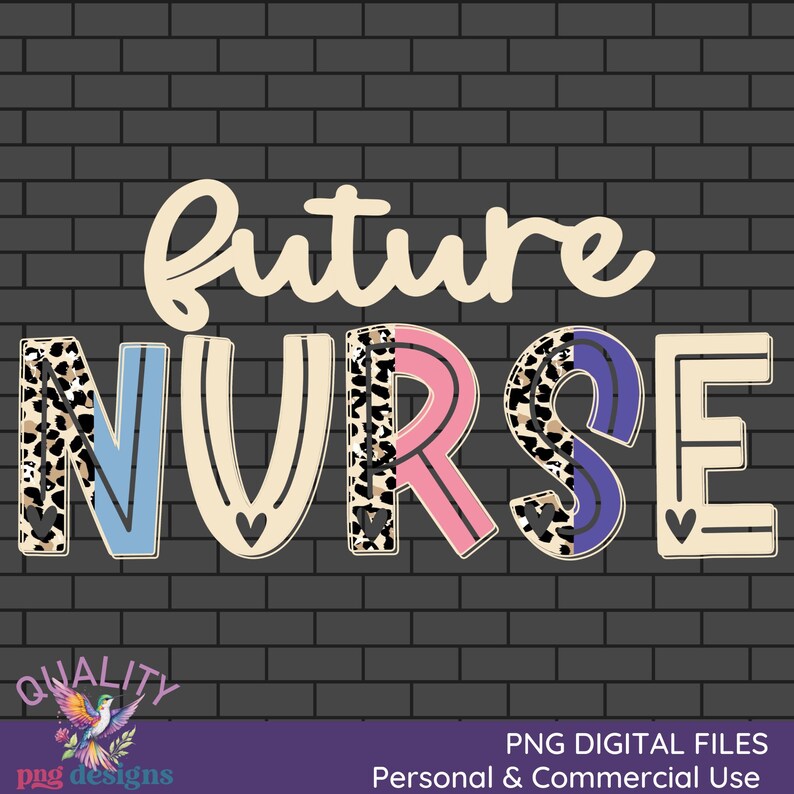 Future Nurse Png Nurse DTG Digital Files Leopard Print Sublimation ...