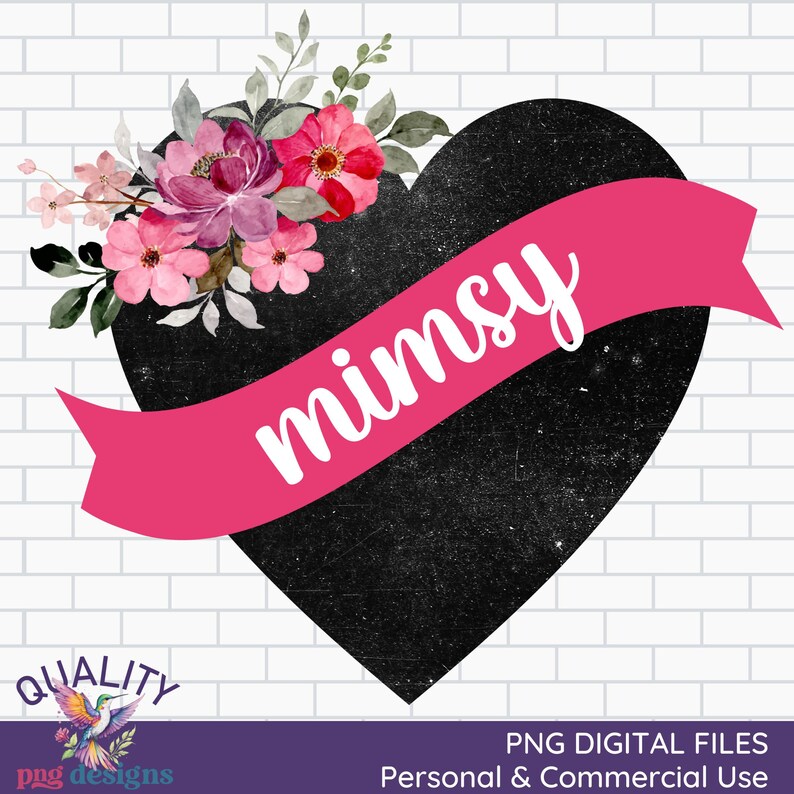 Mimsy Heart Png | Vintage Watercolor Floral Image | Mimsy Love | Print ...