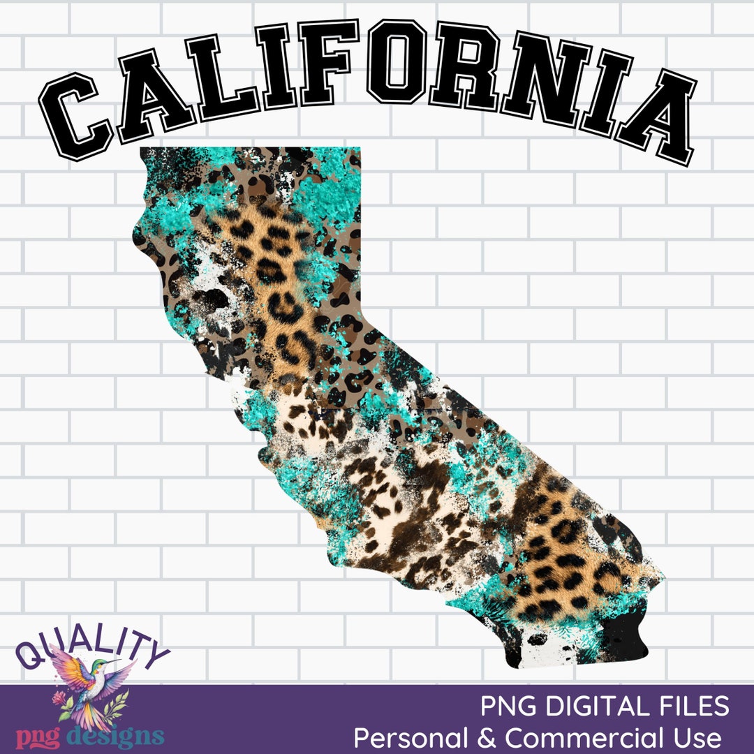 California State Png Arched CA Sublimation Cowhide Leopard Print Design ...