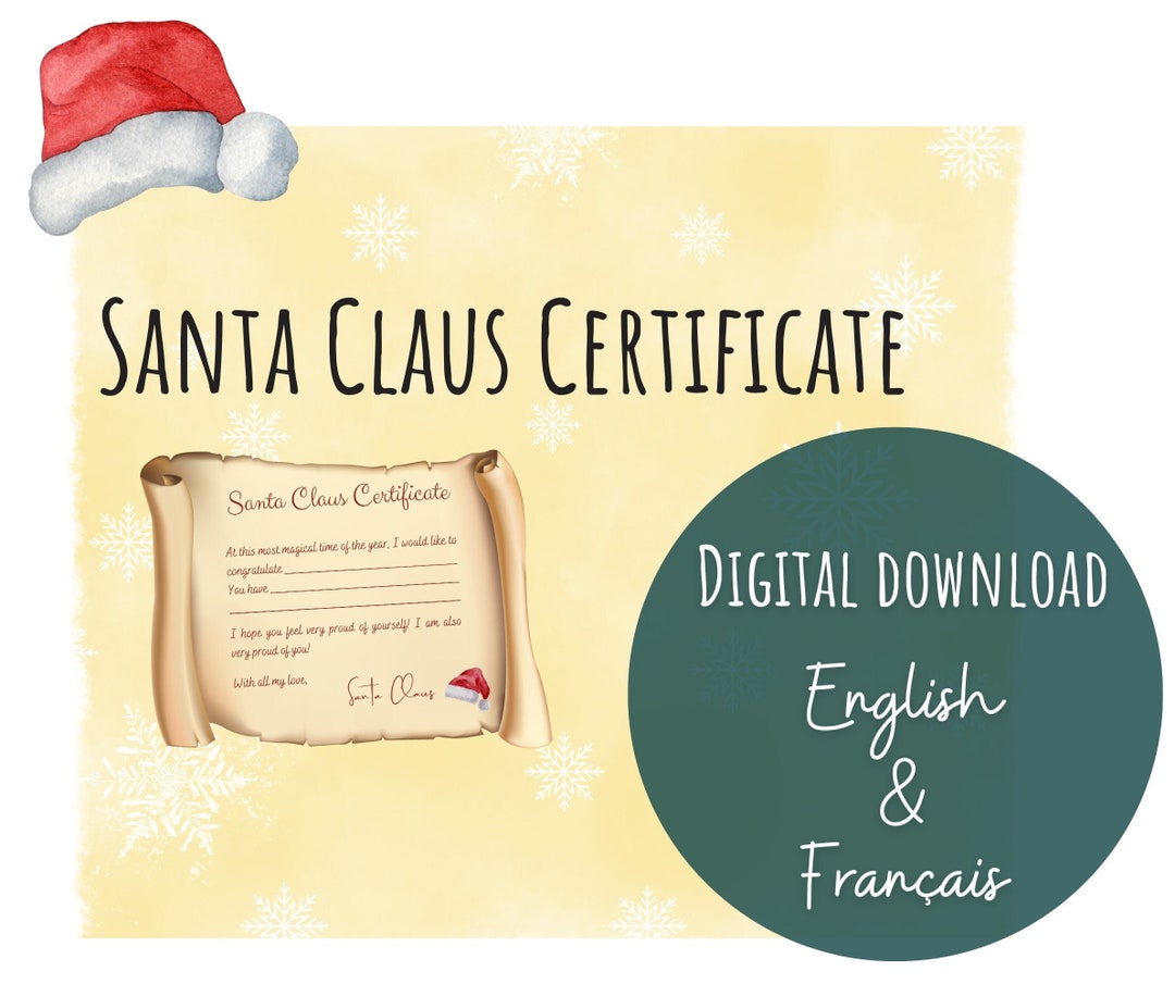 Certificate of Congratulations From Santa Claus Christmas Printable ...