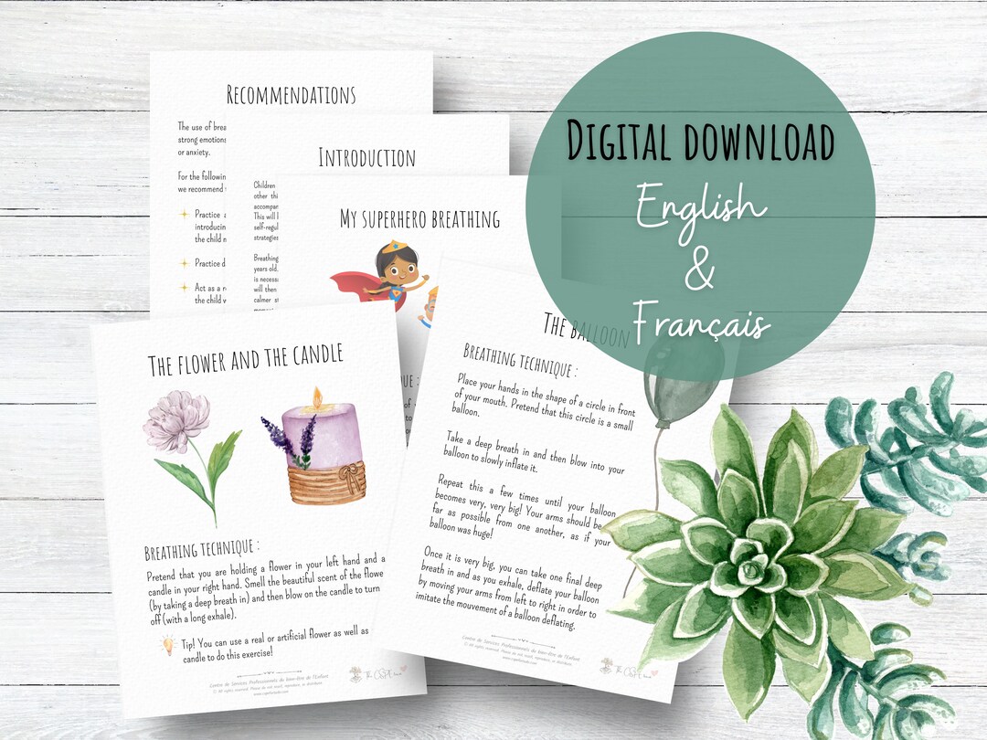 Kids Educational Posters Breathing Techniques Bundle Printable for ...