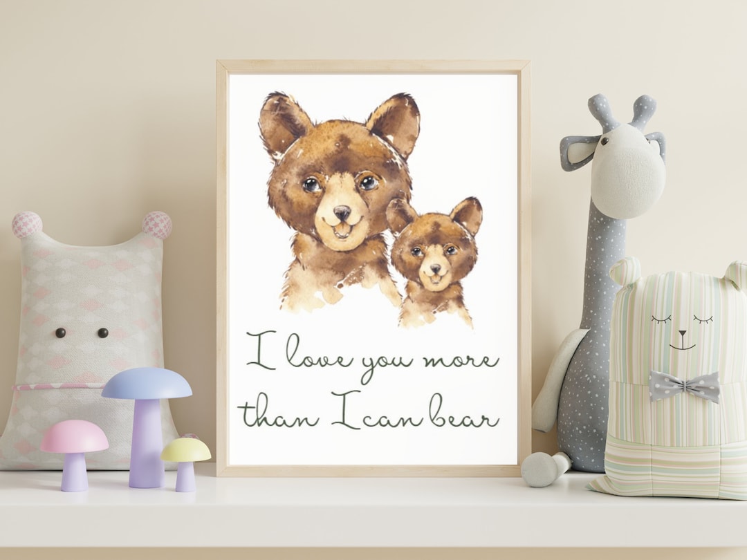 Woodland Nursery Printable Quote - Minimalist Bears Cursive - Instant ...