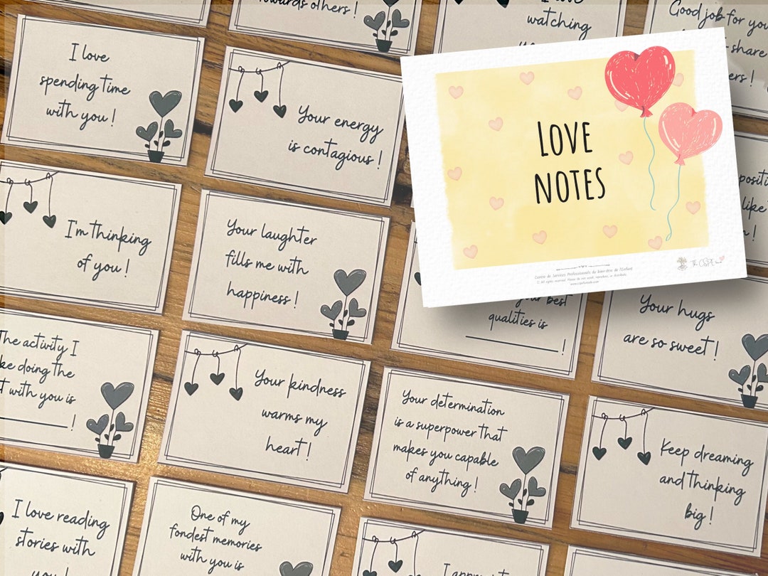 24 Printable Love Notes & Words of Love Cute Valentines Day Gift for ...