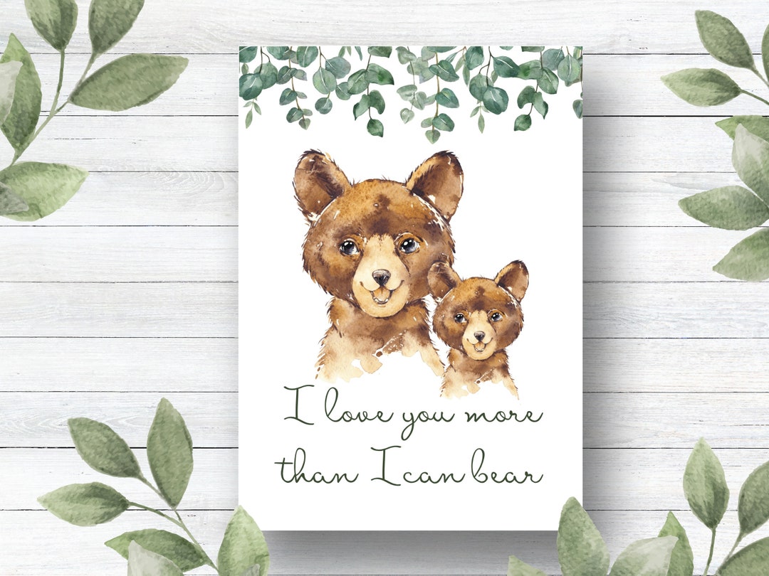 Woodland Nursery Printable Quote - Greenery Bears Cursive - Instant ...
