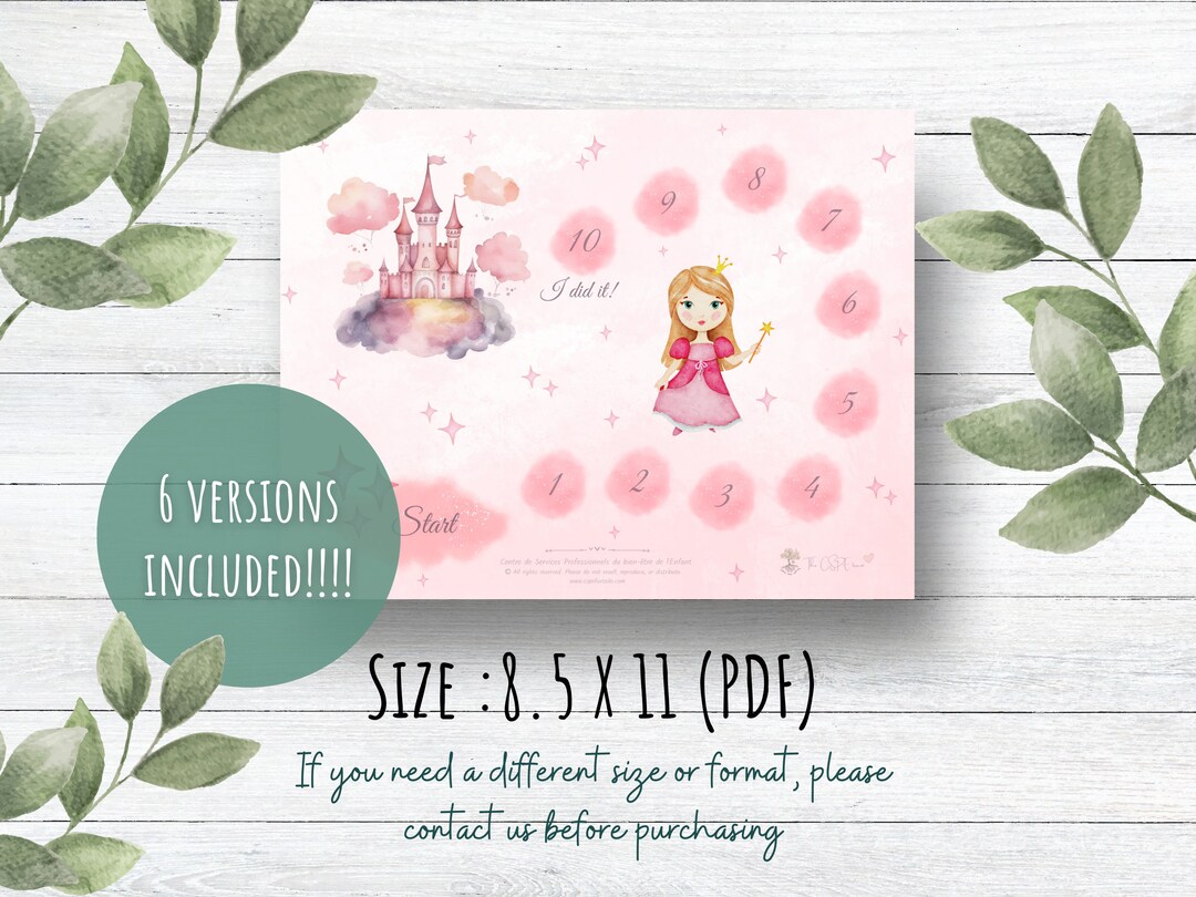 Princess Reward Chart Printable Kids Routine Chart Digital Download ...