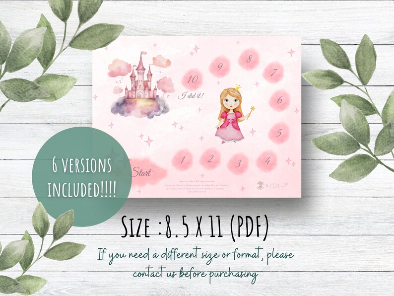 Princess Reward Chart Printable Kids Routine Chart Digital Download ...