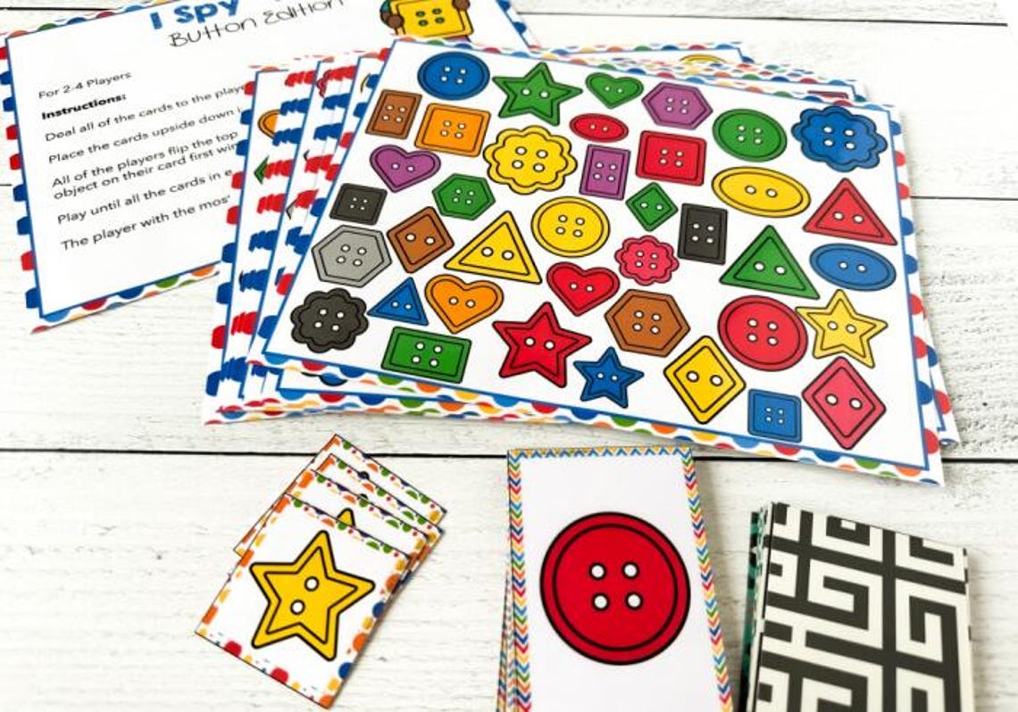 Buttons and Shapes I Spy Board Game for Kids - Etsy