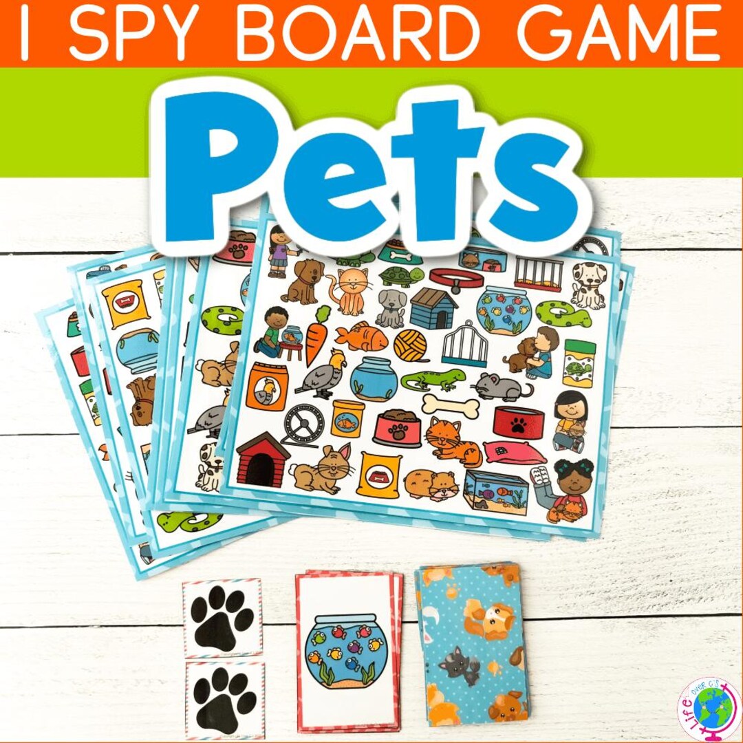 Pets I Spy Board Game: Pets for Kids - Etsy