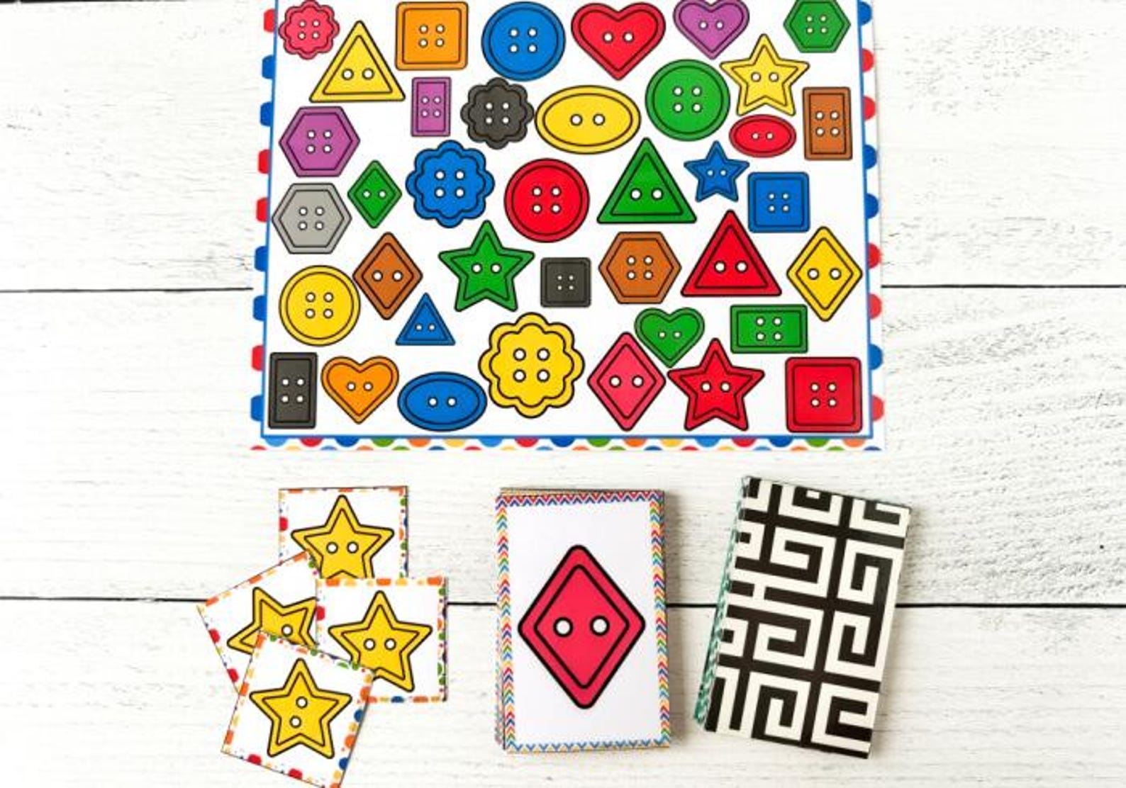 Buttons and Shapes I Spy Board Game for Kids - Etsy