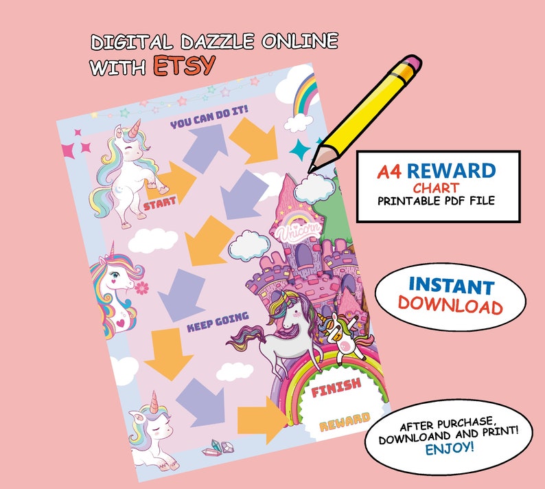 Unicorn Reward Chart Printable Unicorn Behavior Chart - Etsy