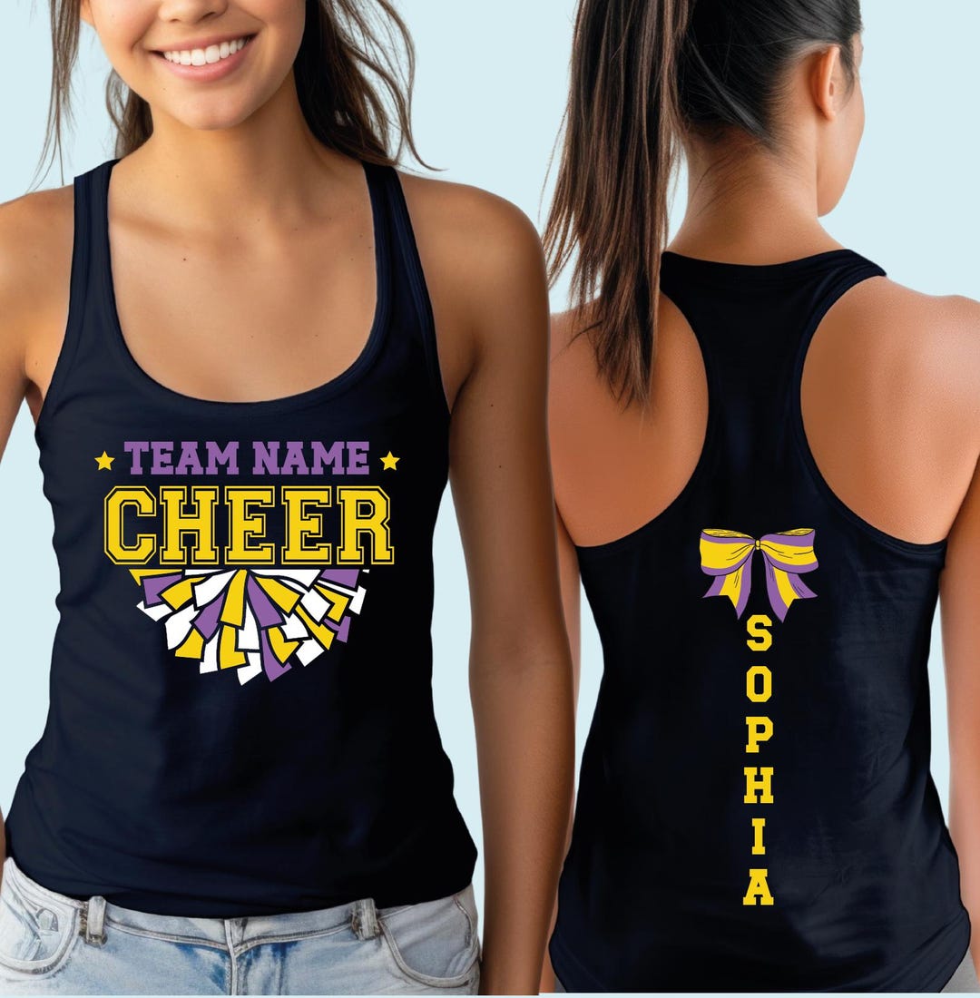 Custom Cheer Team Name Racerback and V-neck , Personalized Cheerleader ...