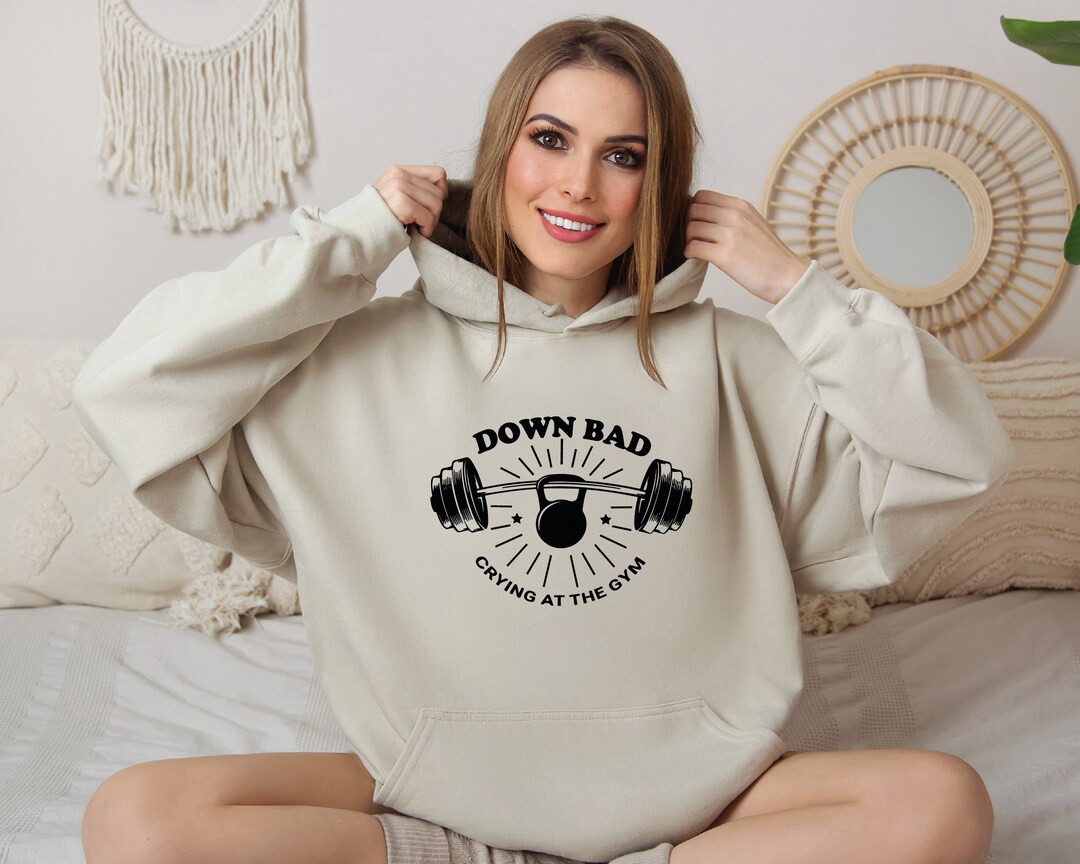 Down Bad Crying at the Gym Sweatshirt, Funny Shirt , Skeleton Workout ...