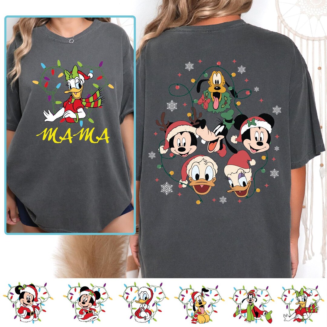 Personalized Disney Character Christmas Shirt, Custom Two-sides Disney ...