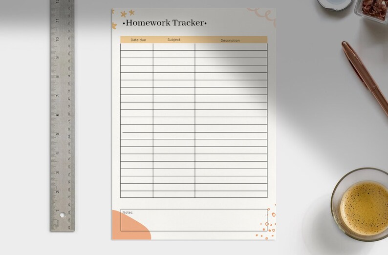A4 Digital/printable Homework Tracker - Etsy