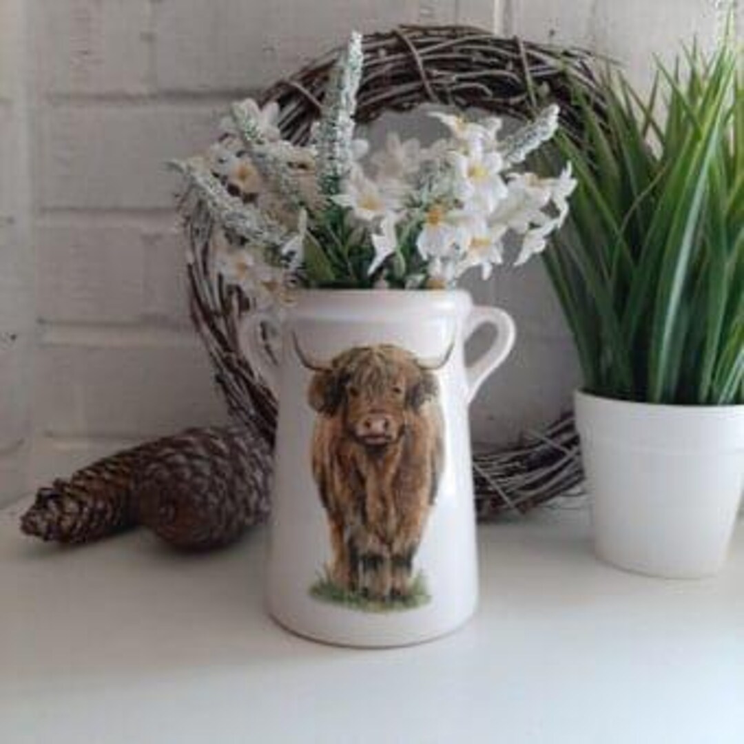 Gorgeous Highland Cow Decoupaged Ceramic Jug/pots - Etsy