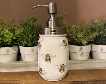 Bee Mason Jar Soap Dispenser - Etsy