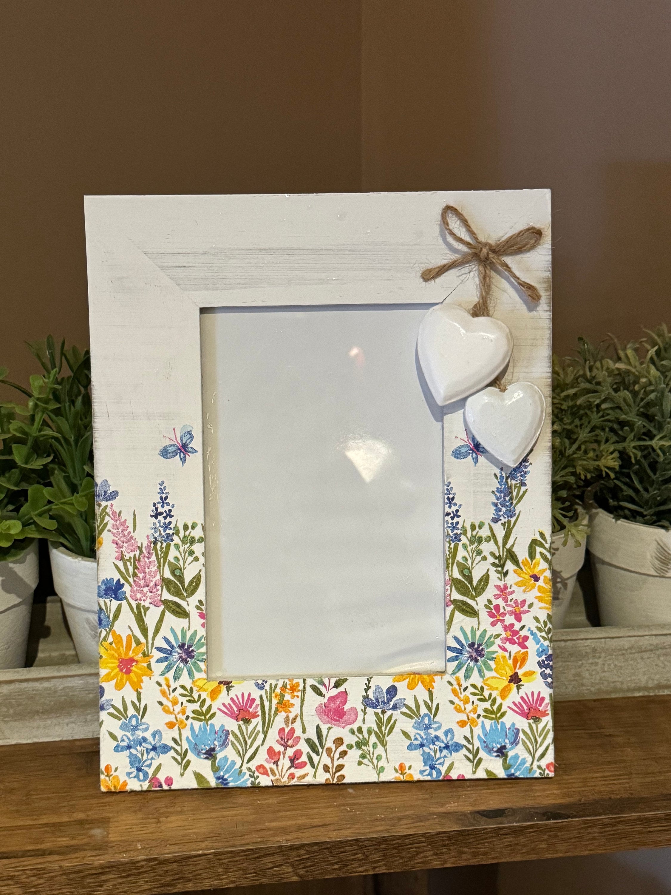 Stunning Floral and Bees Decoupaged Photo Frame. With Handing Wooden ...