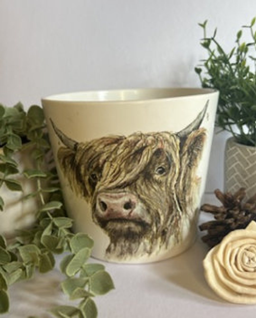 Stunning Highland Cow Decoupaged Ceramic Pots. Available 2 Sizes - Etsy