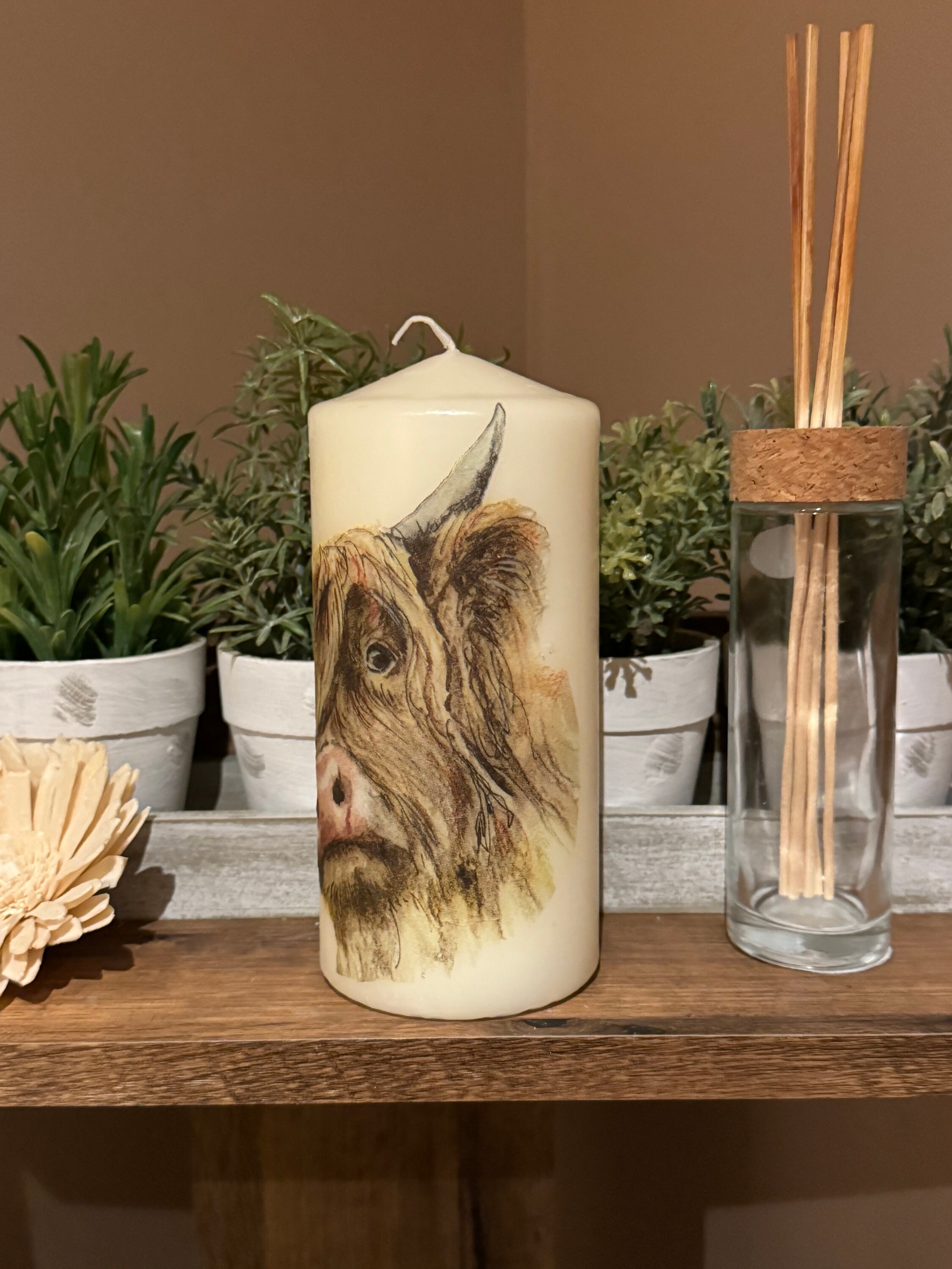 Beautiful Highland Cow Wax Pillar Candle. - Etsy