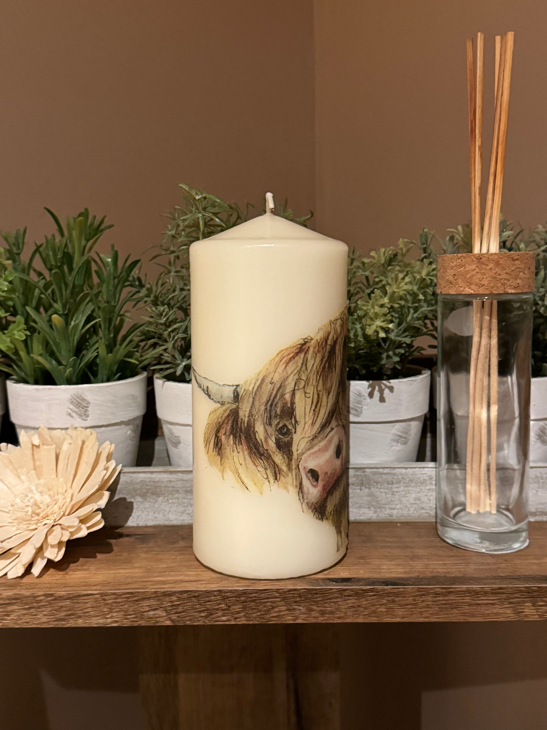 Beautiful Highland Cow Wax Pillar Candle. - Etsy