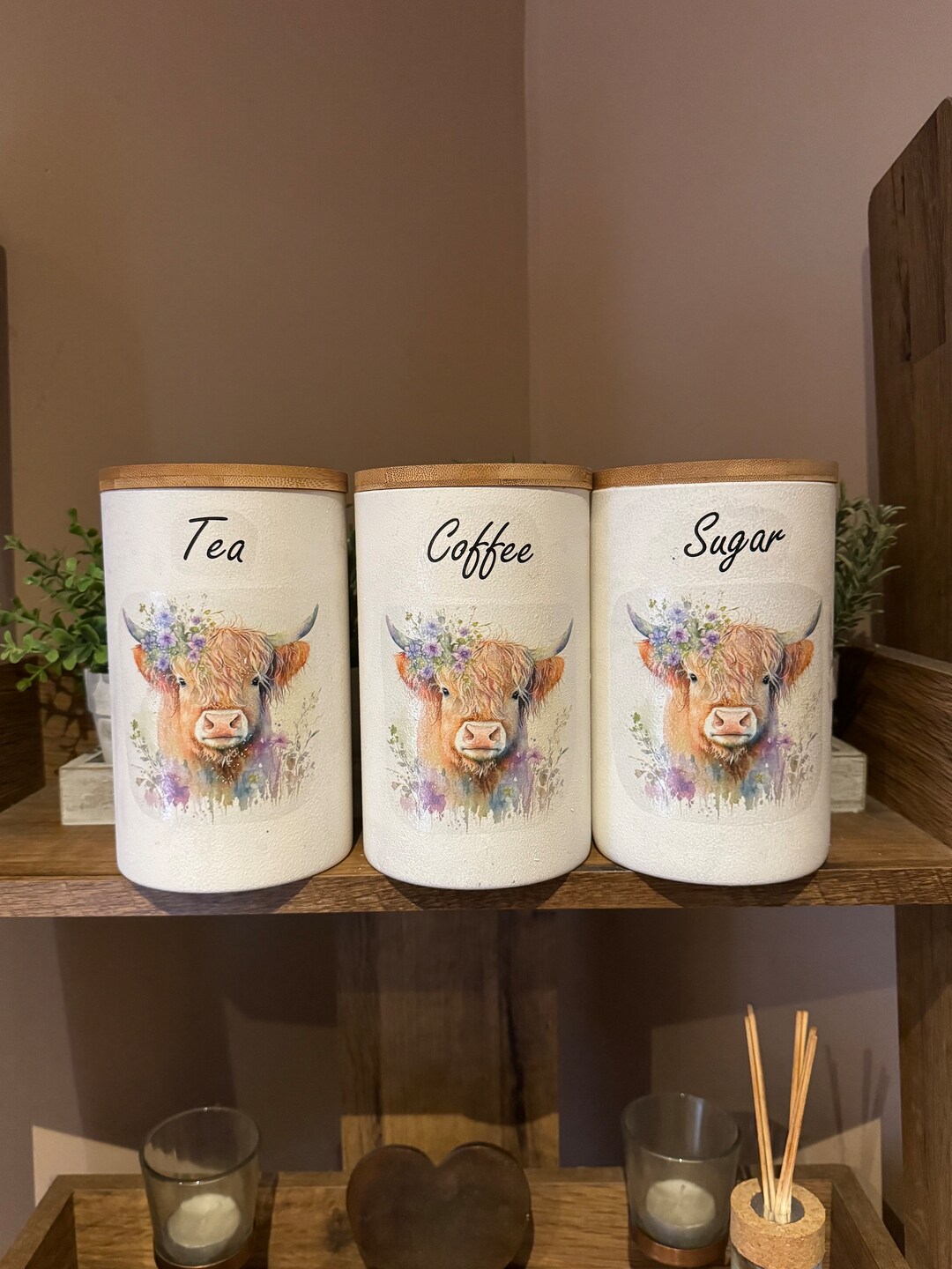 Stunning Highland Cow Tea, Coffee, Sugar Jars - Etsy