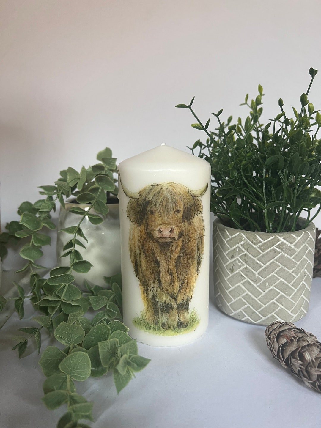 Highland Cow Wax Pillar Candle. - Etsy
