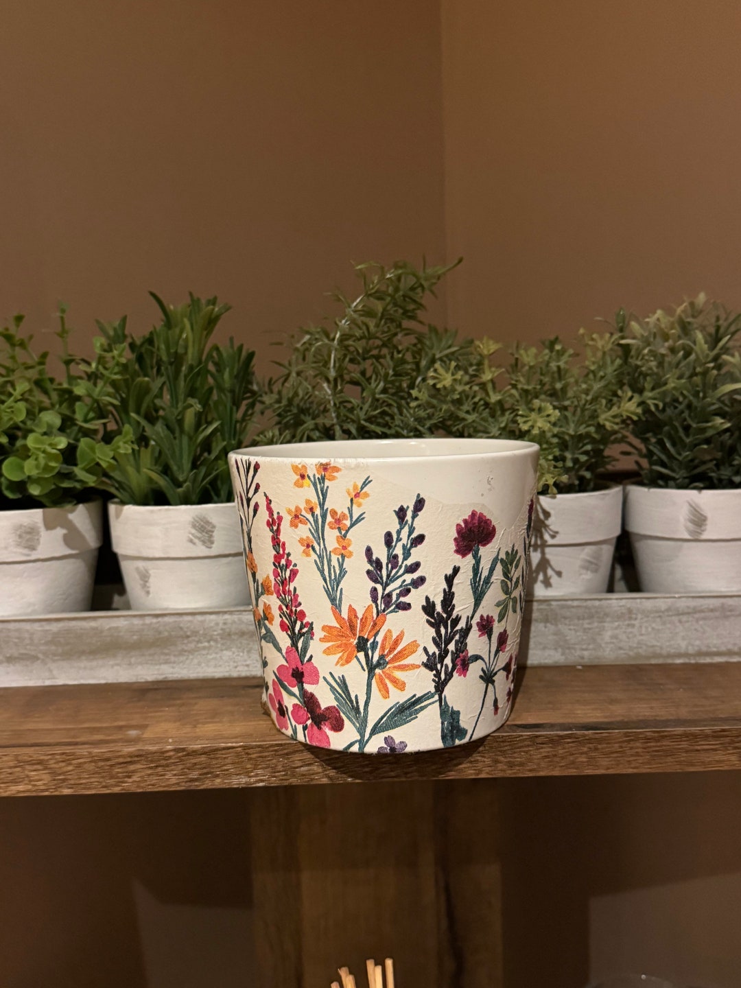 Stunning Floral Decoupaged Ceramic Pots. Available in 3 Sizes - Etsy