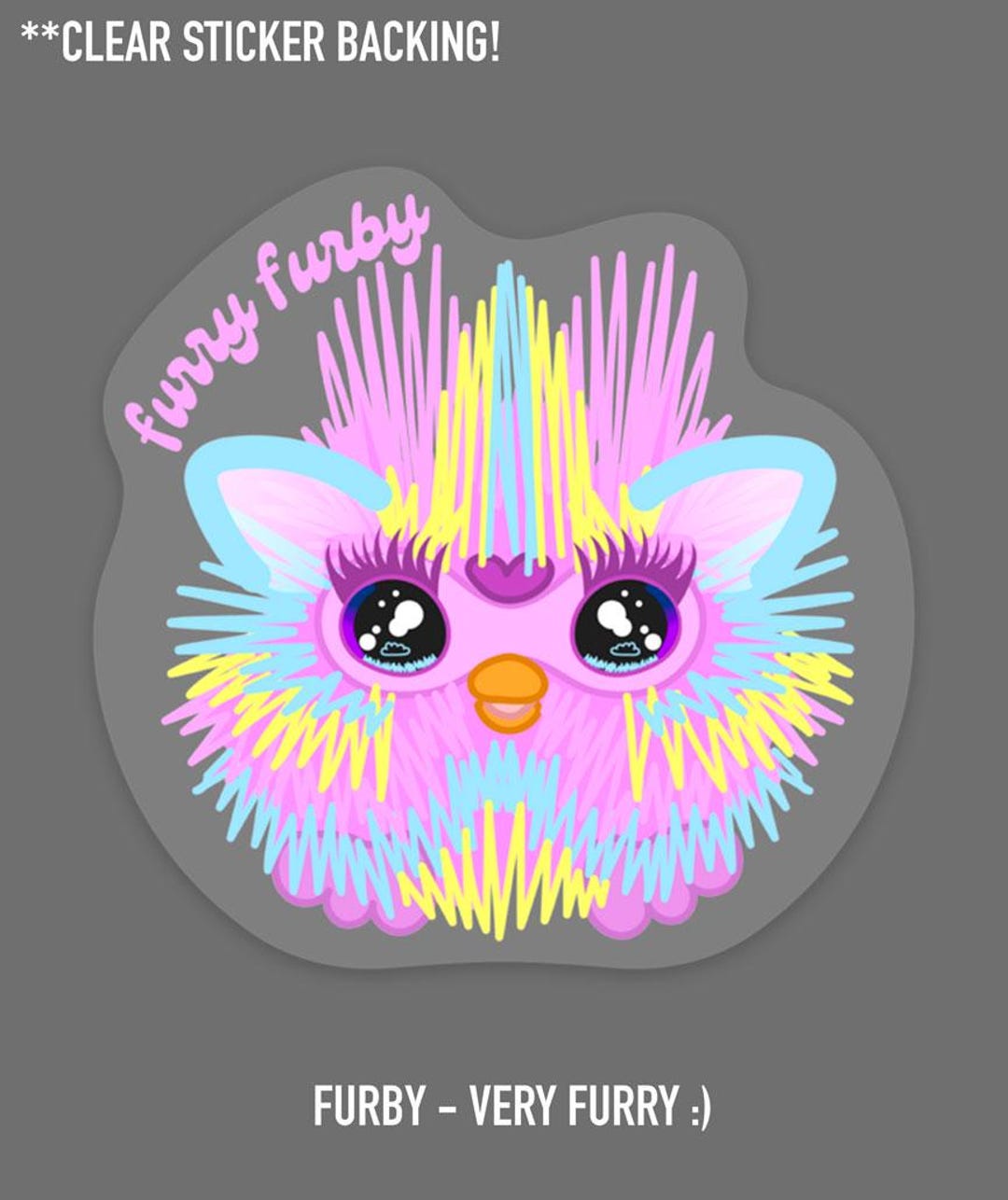 FURBY Inspired CLEAR Sticker | Waterproof + Weatherproof Vinyl Decal ...