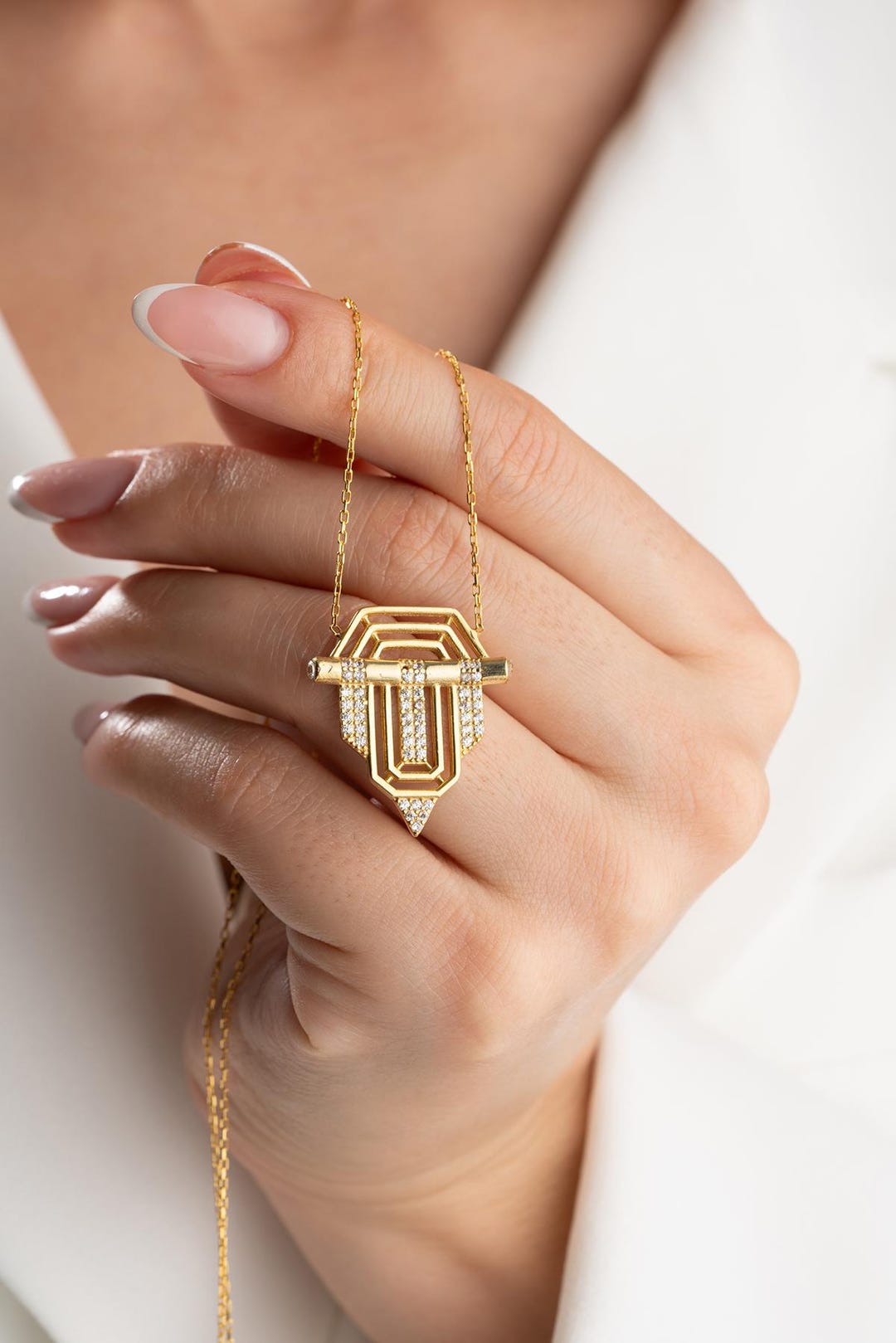 Guardian Symbol Necklace, Gold Attractive Design Pendant, Symbolic ...