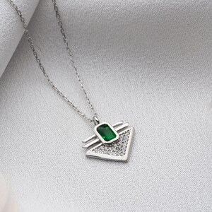 Sterling Silver Emerald Talisman Necklace, Guardian Symbol Pendant ...