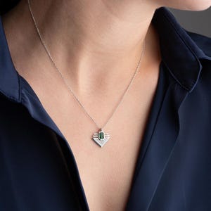 Sterling Silver Emerald Talisman Necklace, Guardian Symbol Pendant ...