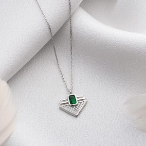 Sterling Silver Emerald Talisman Necklace, Guardian Symbol Pendant ...