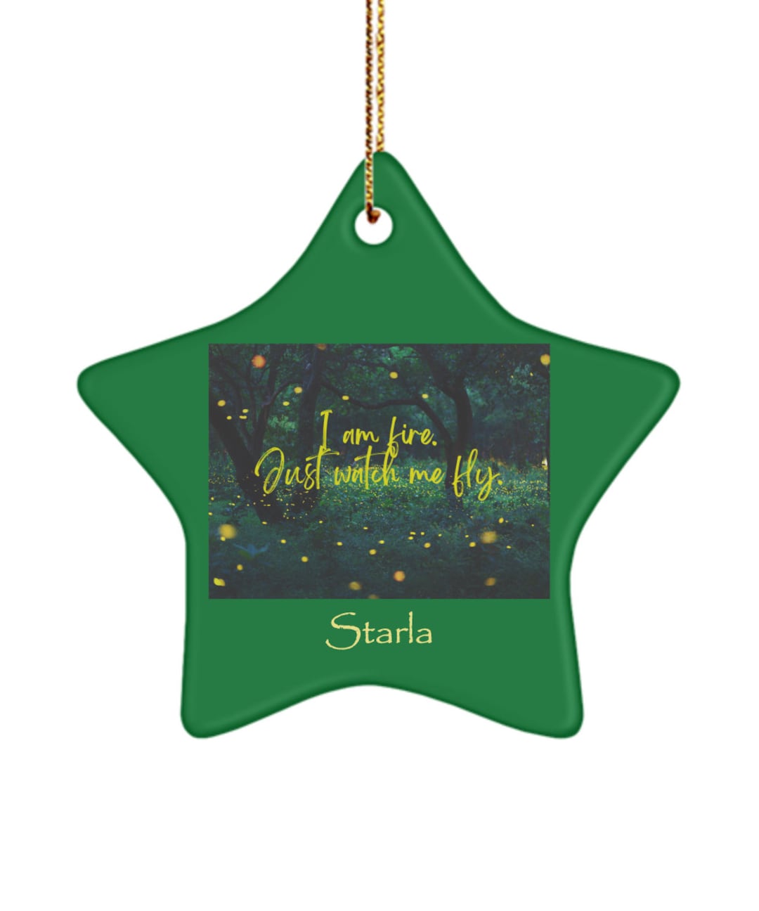 Personalized Star Firefly Ceramic Green Single-sided Ornament ...