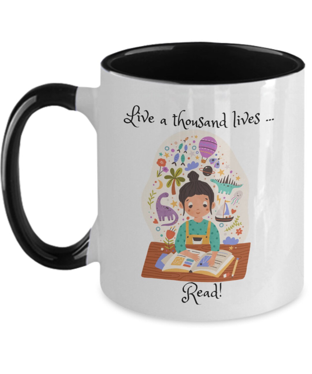 Personalizable Book Lover Coffee Mug, Inspirational Quote, Librarian ...
