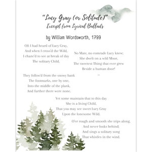 Ballad of Lucy Gray Matte Poster, Poem, William Wordsworth, Literary ...