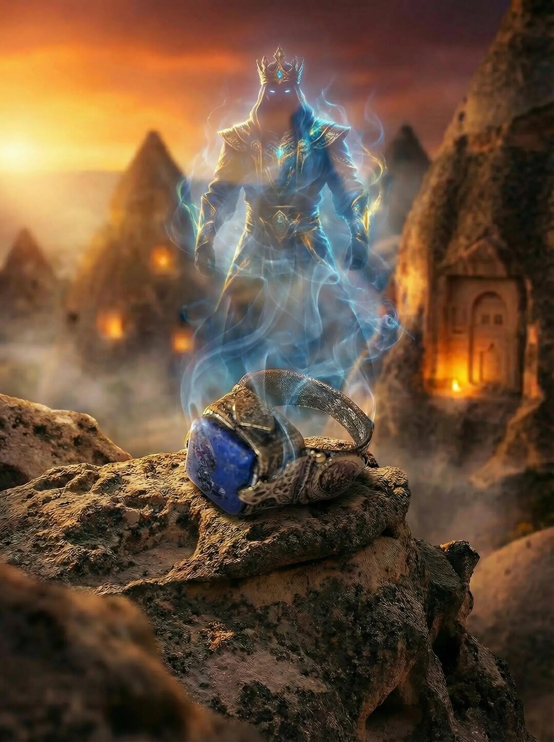 Royal Genie Ring: Blue Stone, Sultan of Spirits, Size 9-10 - Etsy