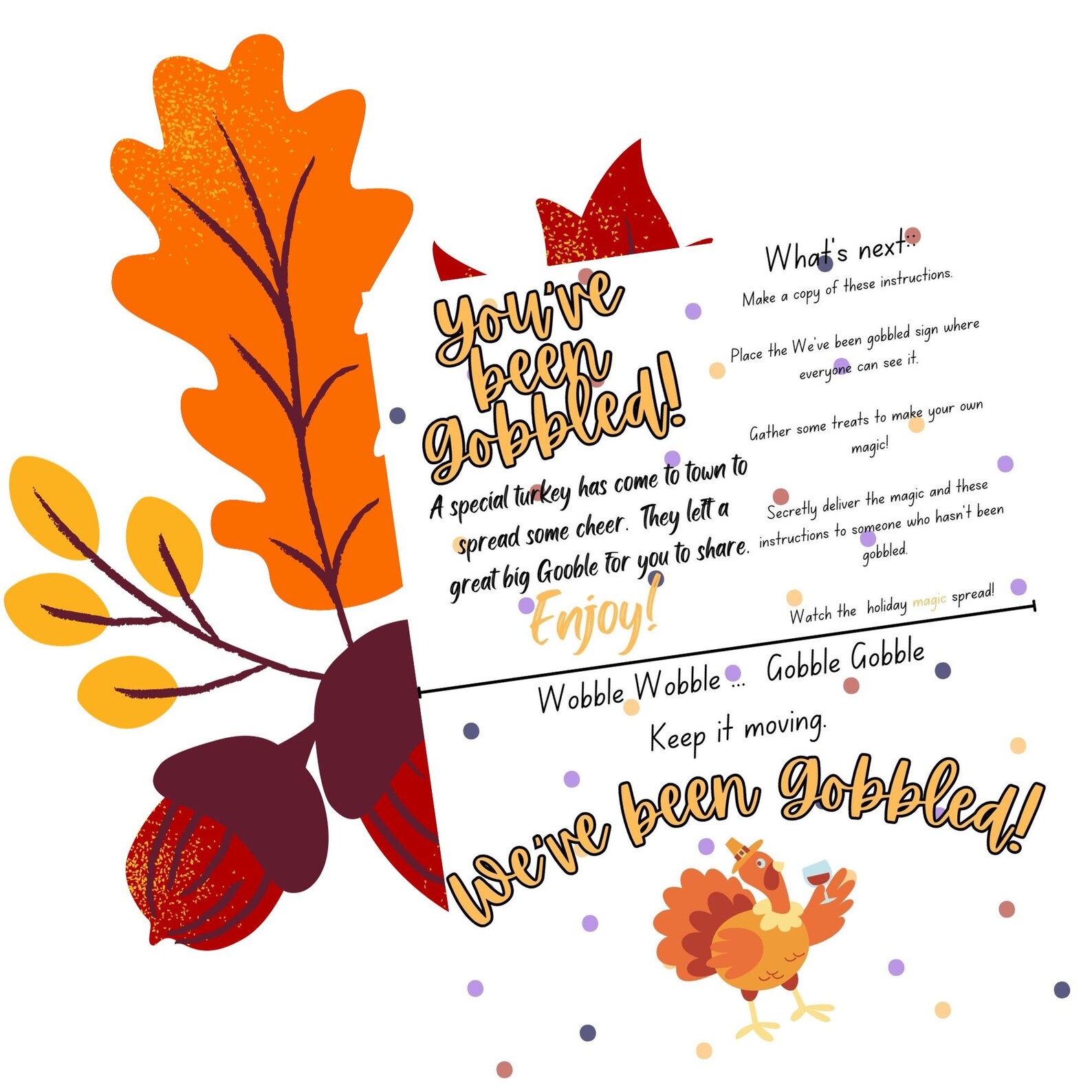 Printable You've Been Mugged Gobbled Thanksgiving Game - Etsy