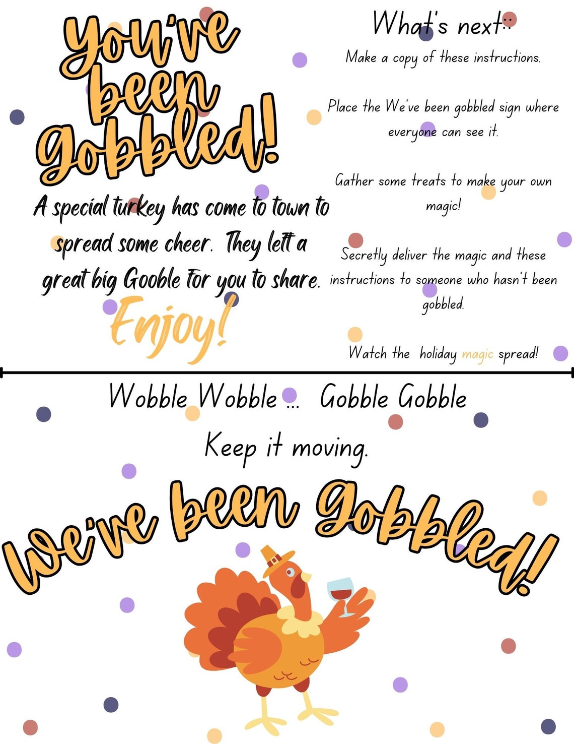 Printable You've Been Mugged Gobbled Thanksgiving Game - Etsy