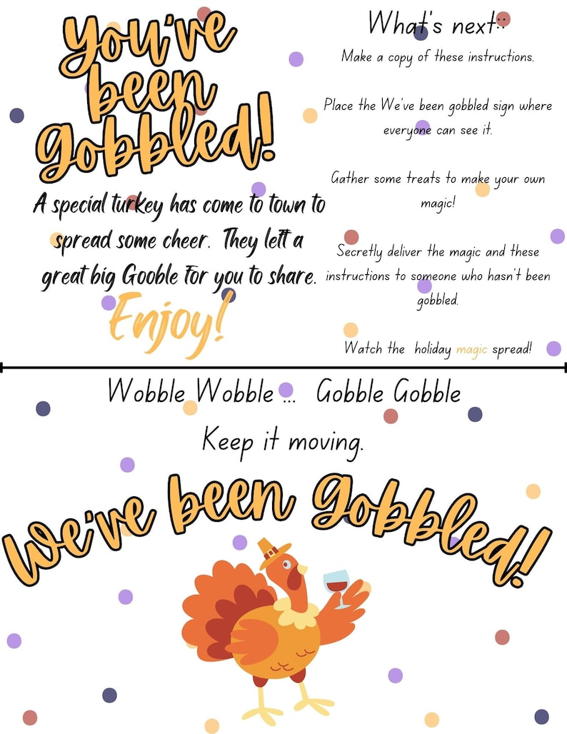 Printable You've Been Mugged Gobbled Thanksgiving Game - Etsy