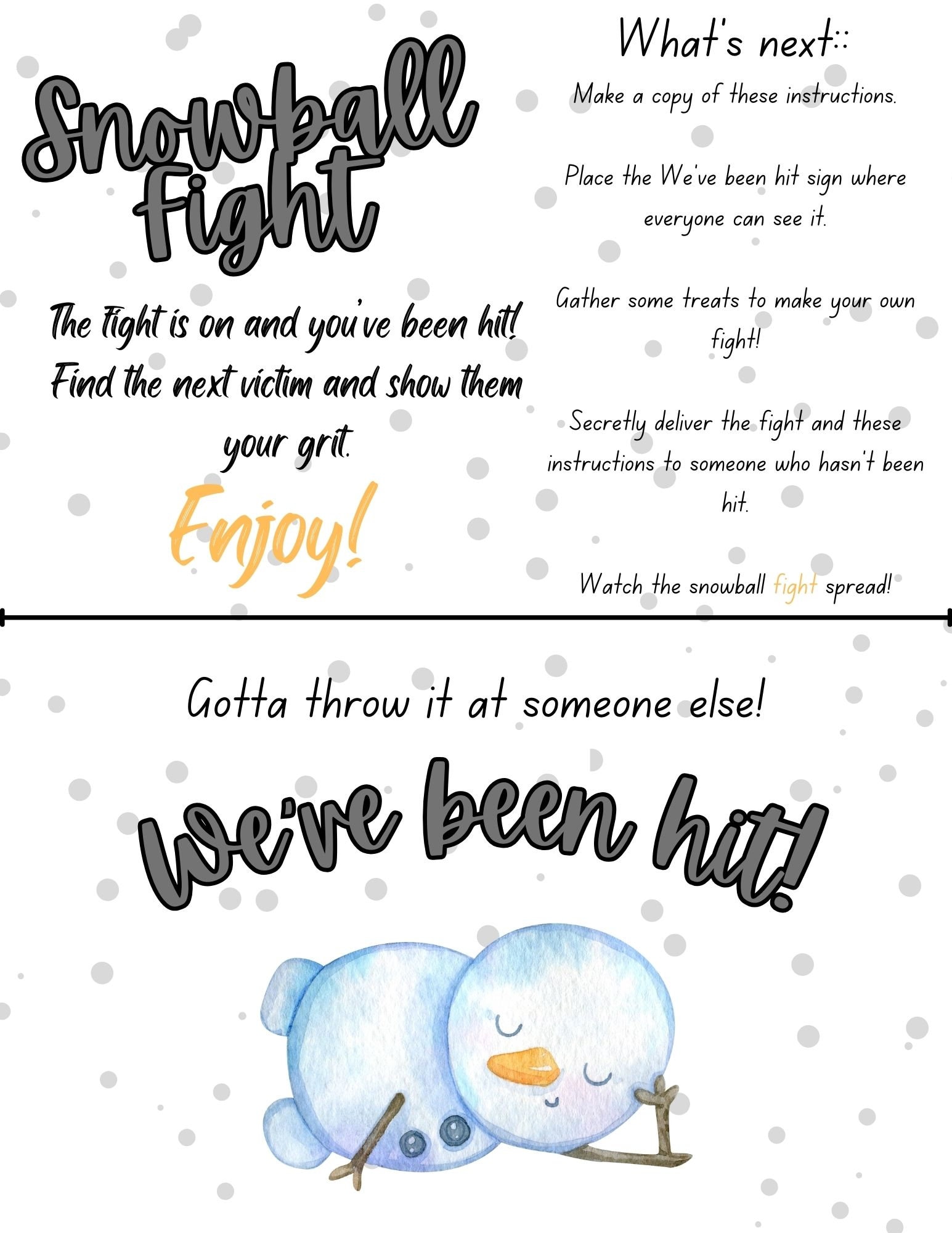Snowball Fight, You've Been Snowball - Etsy