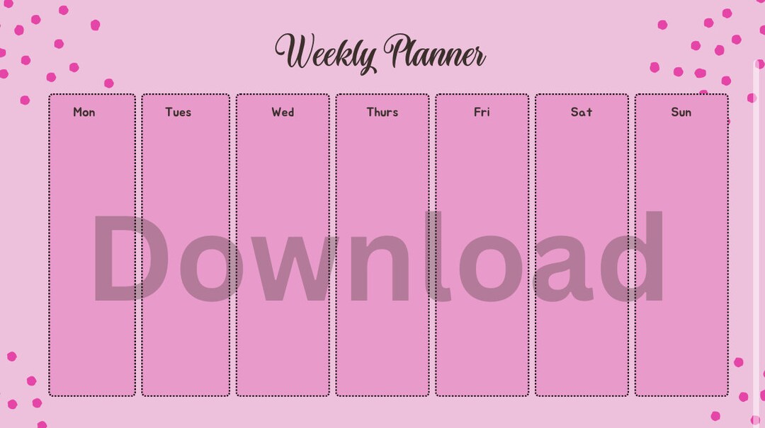 Printable Weekly Planner Pink - Etsy