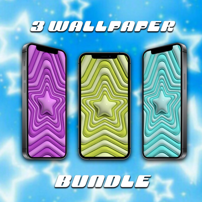 3D Layered Star Wallpaper Bundle | Inflated Stars Background | Cute ...