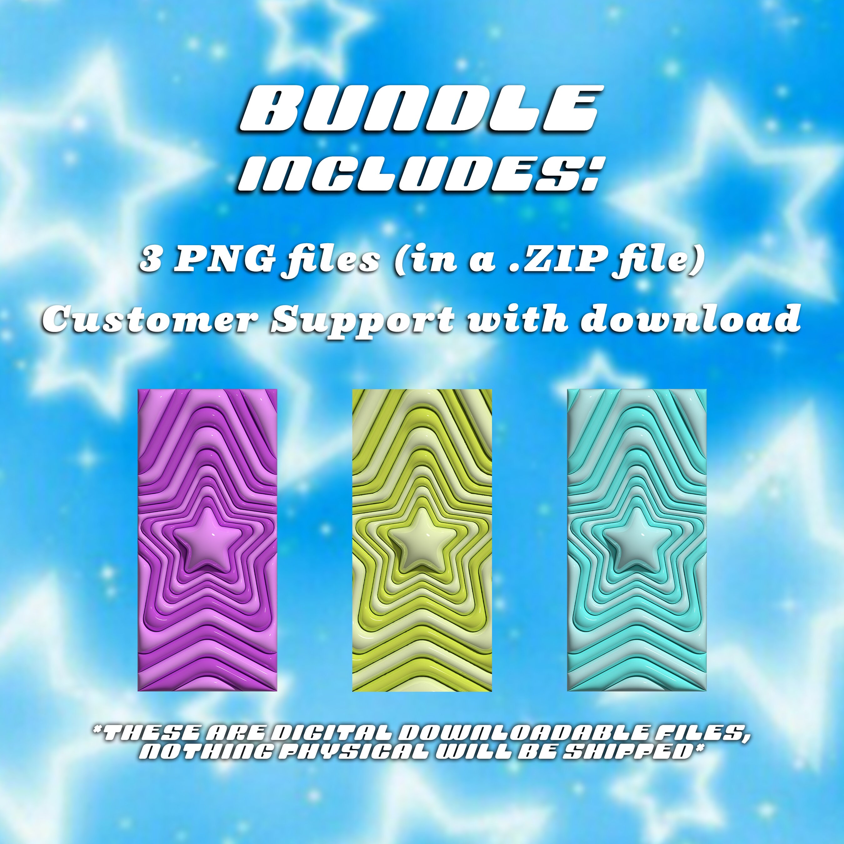3D Layered Star Wallpaper Bundle | Inflated Stars Background | Cute ...