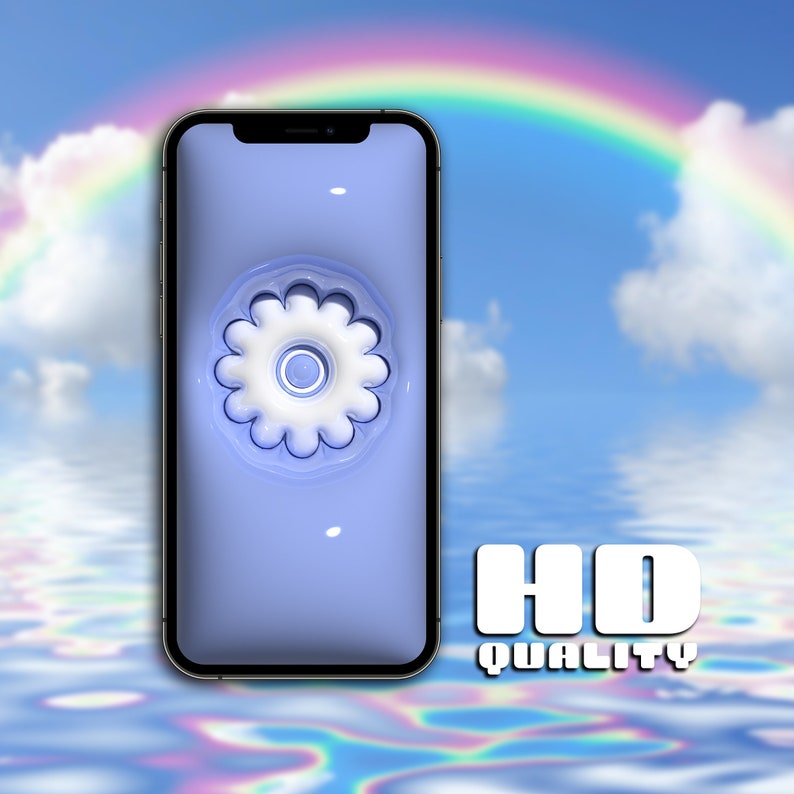 3D Gear Flower Wallpaper Bundle | Y2K Flower iPhone Background | Cute ...