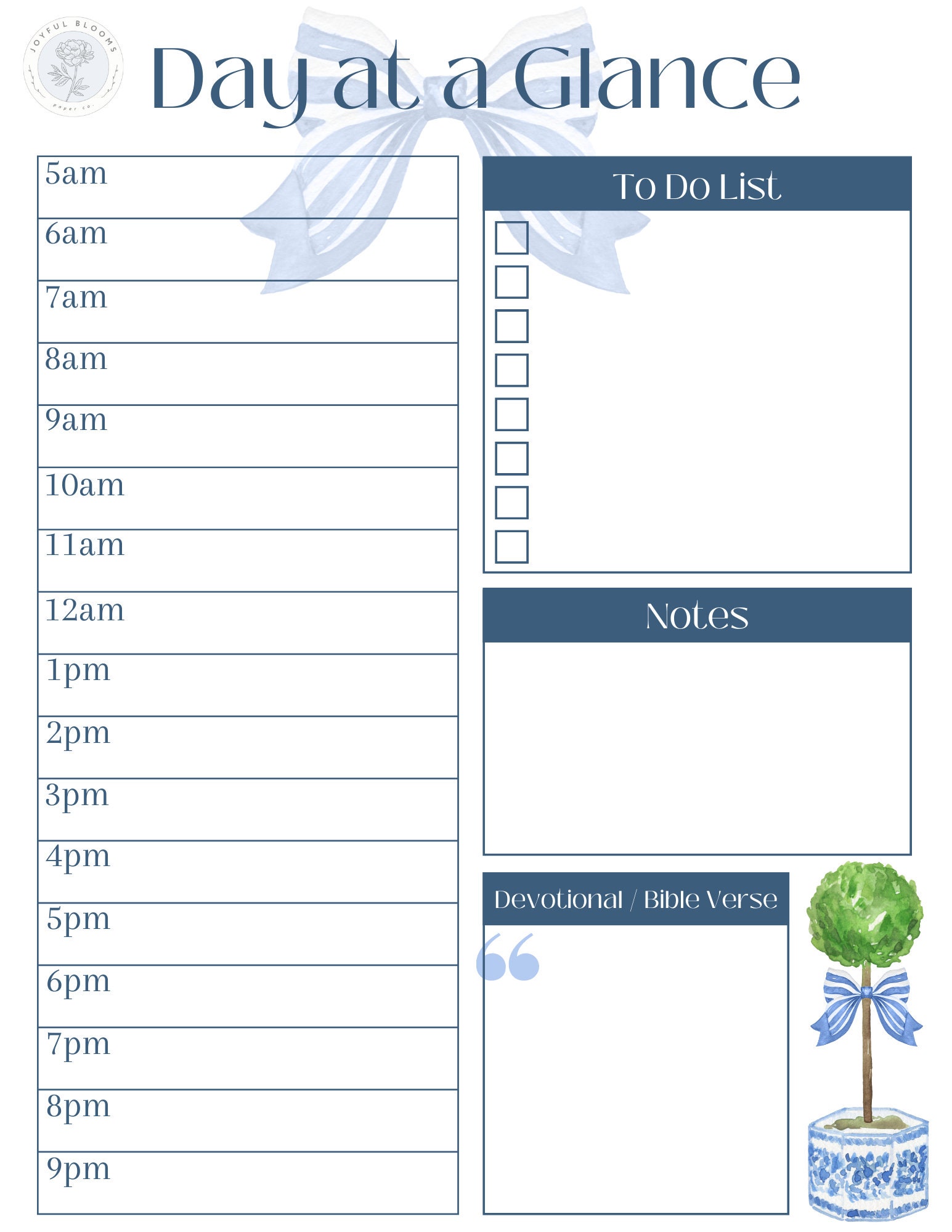 Printable Coastal Grandma Day at a Glance Daily Planner, to Do List ...